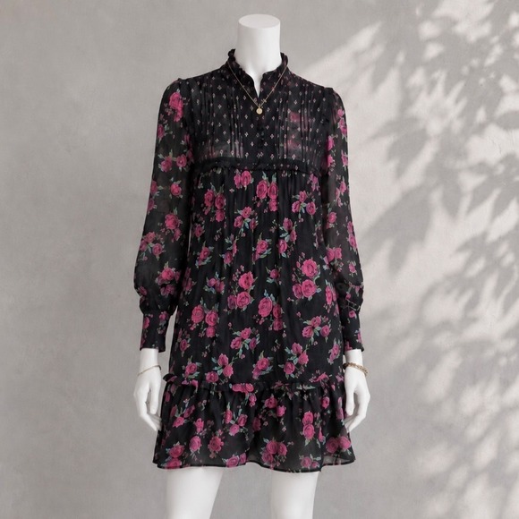 MELISSA NEPTON | Dresses | Melissa Nepton Dress M Black Pink Floral ...